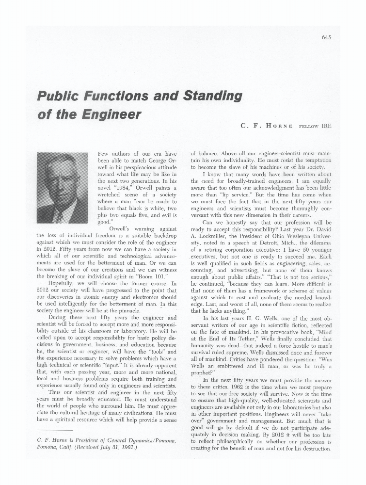 Public Functions and Standing of the Engineer | IEEE Journals ...