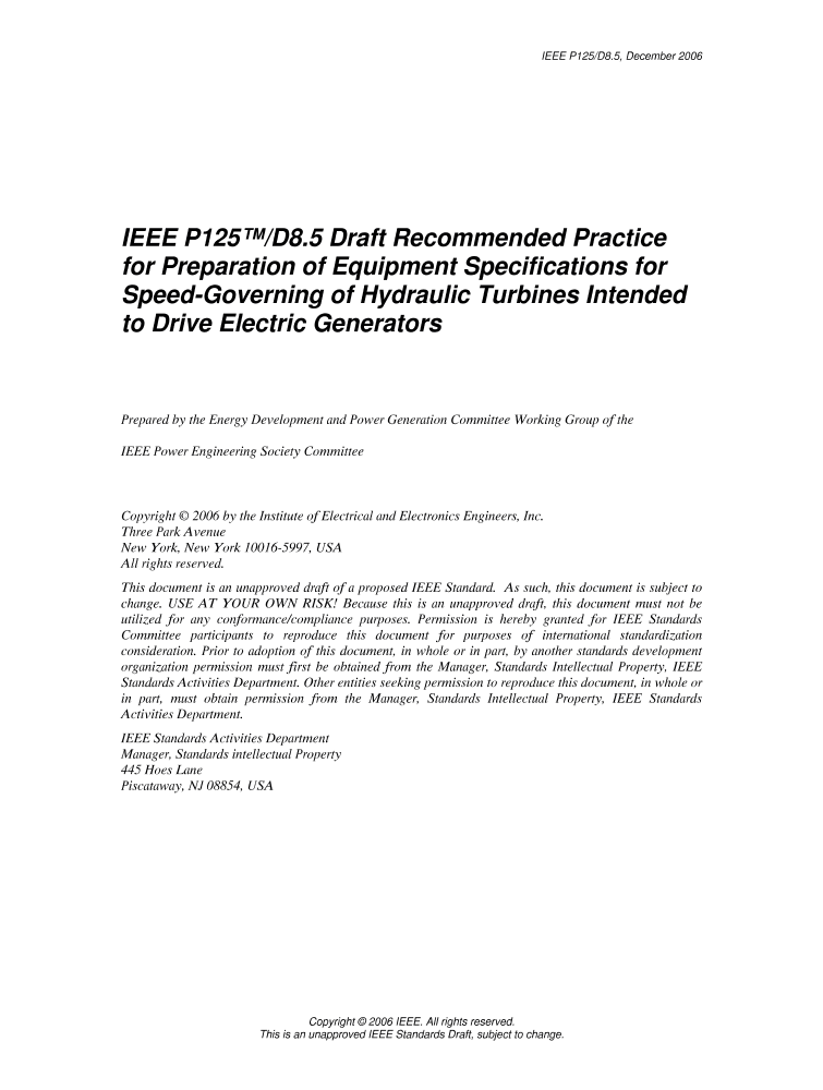 P125 D8 5 Dec 2006 Ieee Draft Recommended Practice For Preparation Of Equipment