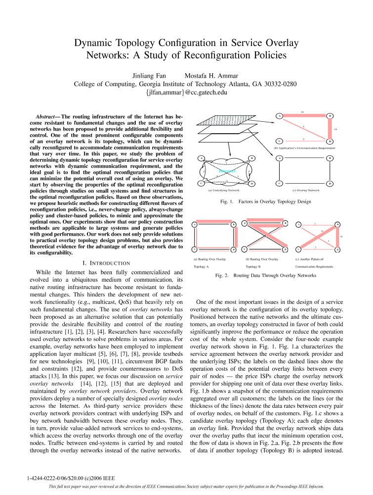 Dynamic Topology Configuration in Service Overlay Networks: A Study of Reconfiguration Policies ...