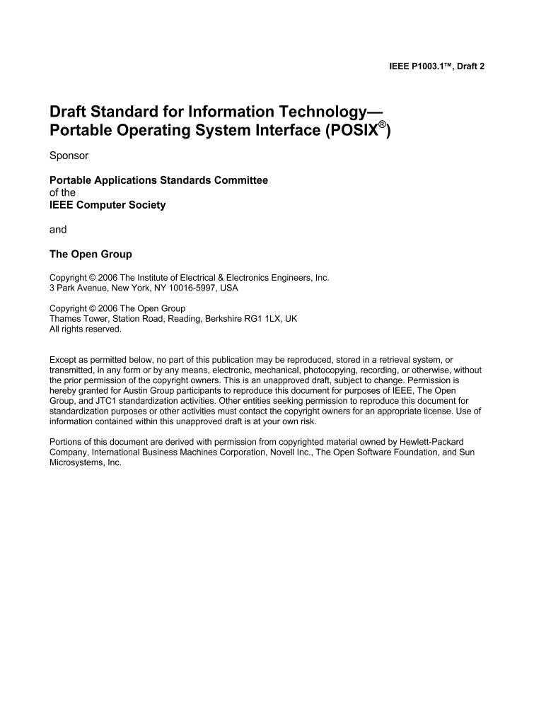 P1003.1/D2 Oct 2006 - Unapproved IEEE Draft Standard for Information Technology-Portable ...