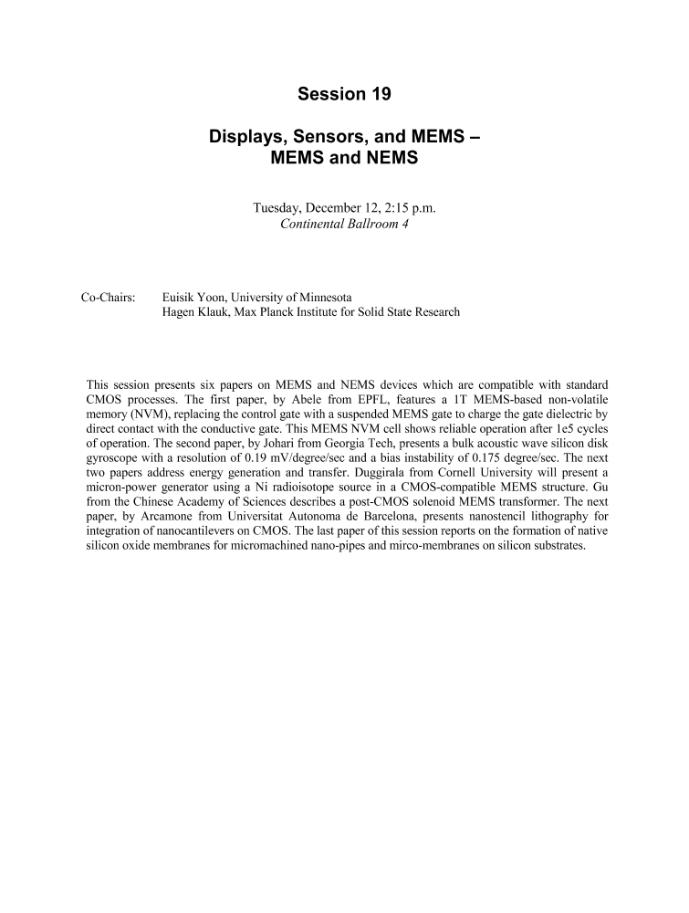Displays, Sensors, and MEMS - MEMS and NEMS | IEEE Conference ...