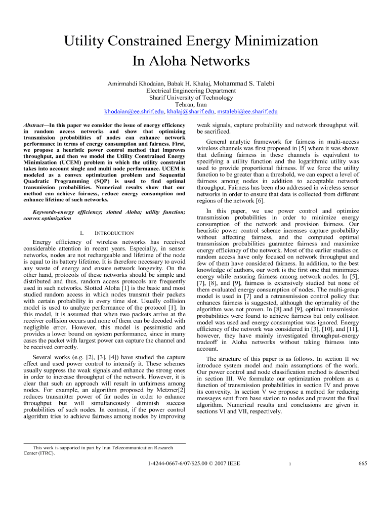Utility Constrained Energy Minimization In Aloha Networks | IEEE ...
