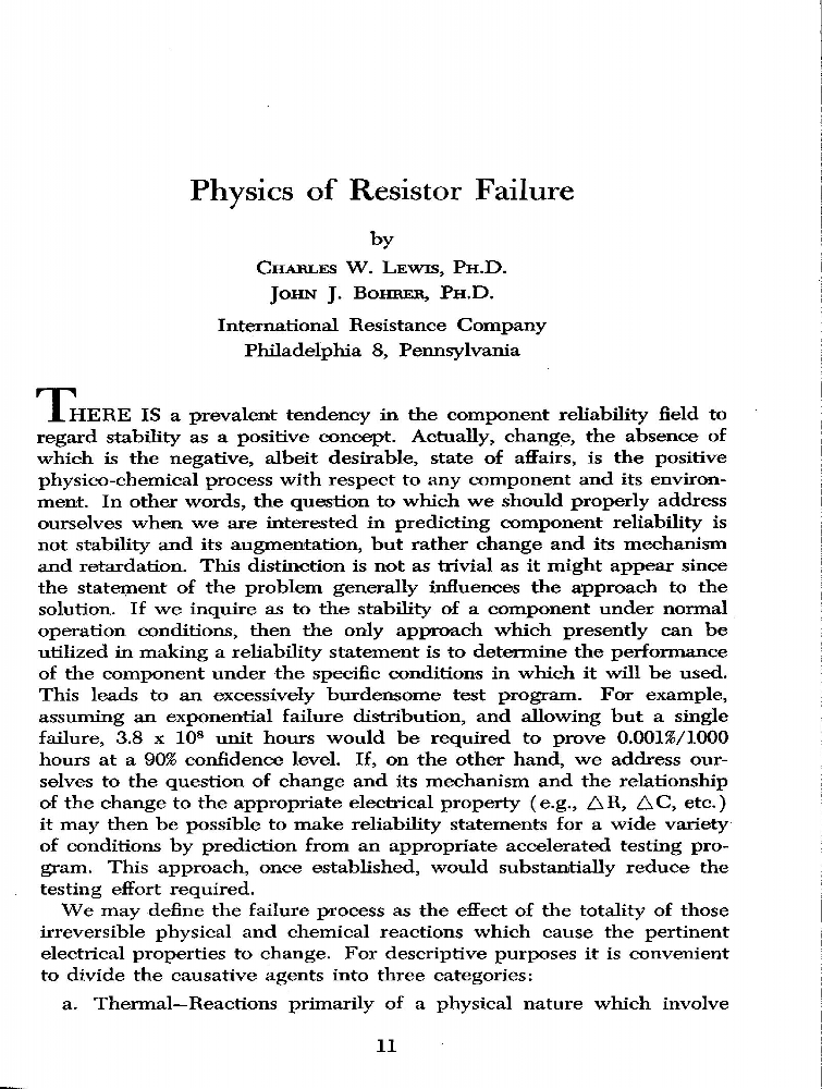 Physics of Resistor Failure | IEEE Conference Publication | IEEE Xplore