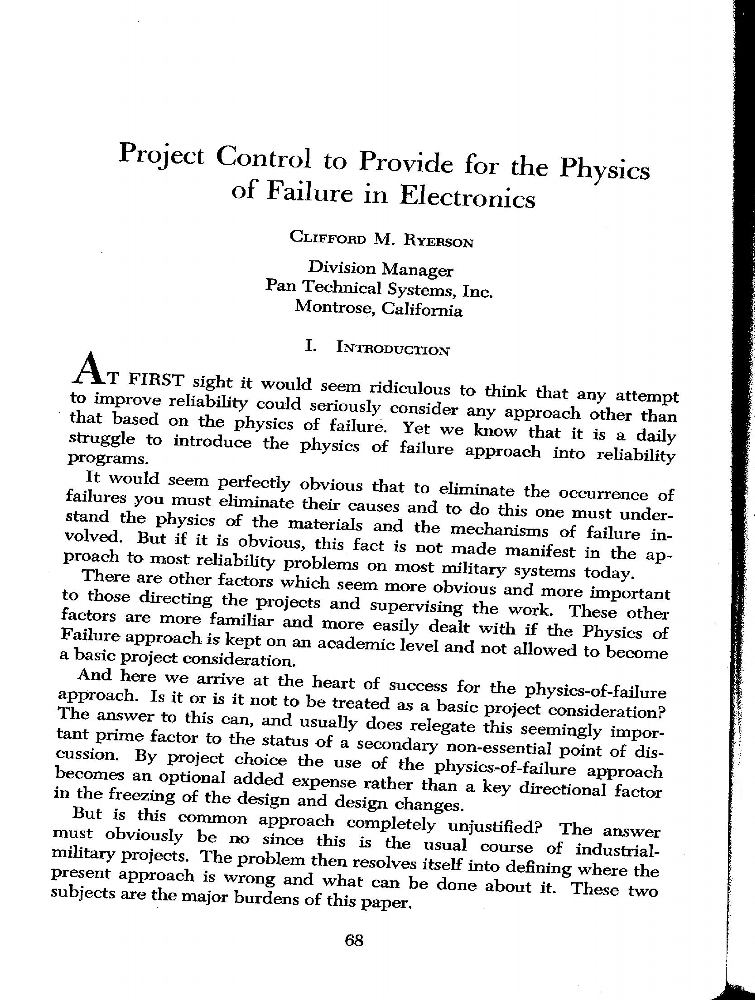 Project Control to Provide for the Physics of Failure in Electronics ...