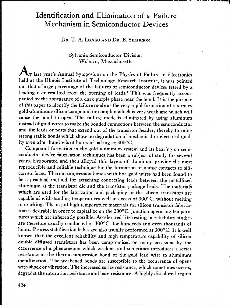 Identification and Elimination of a Failure Mechanism in Semiconductor ...