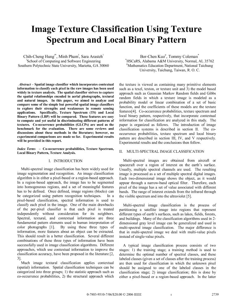 Image Texture Classification Using Texture Spectrum and Local Binary Pattern | IEEE Conference ...