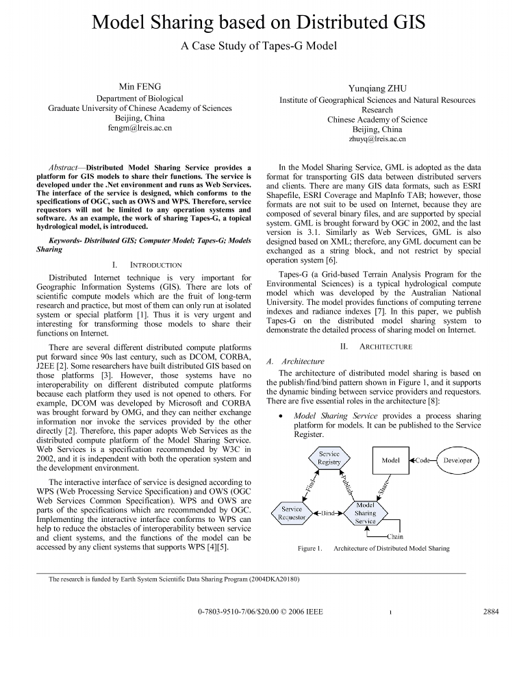 Model Sharing based on Distributed GIS: A Case Study of Tapes-G Model ...