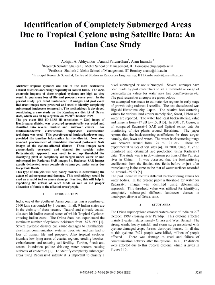 Identification of Completely Submerged Areas Due to Tropical Cyclone ...