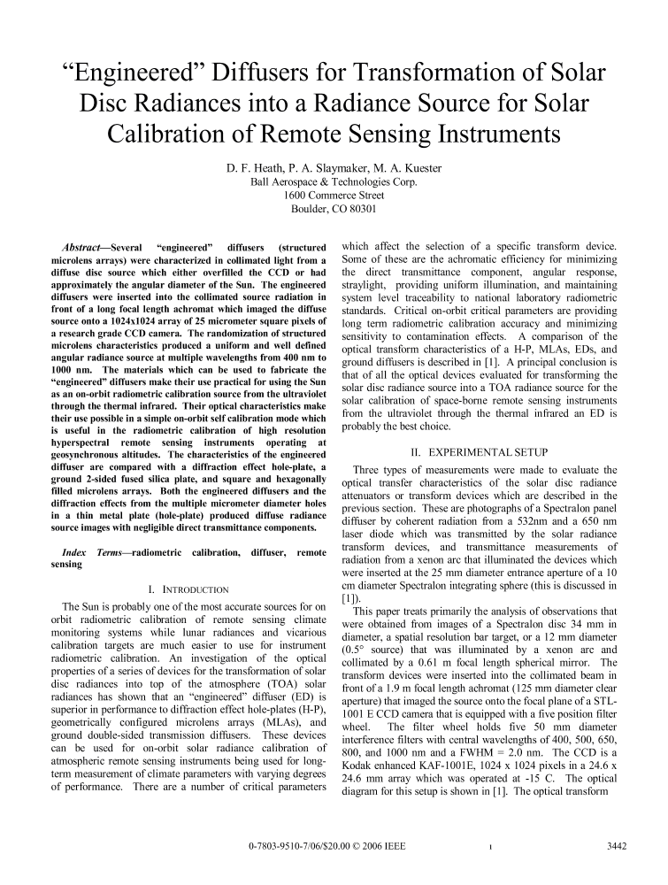 Engineered Diffusers for Transformation of Solar Disc Radiances into a ...