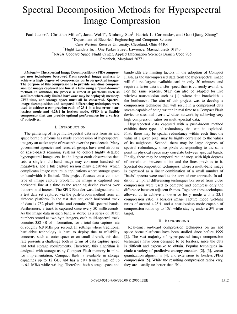 Spectral Decomposition Methods for Hyperspectral Image Compression ...