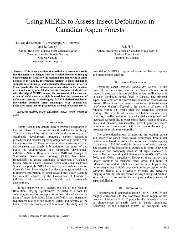 Using MERIS to Assess Insect Defoliation in Canadian Aspen Forests ...