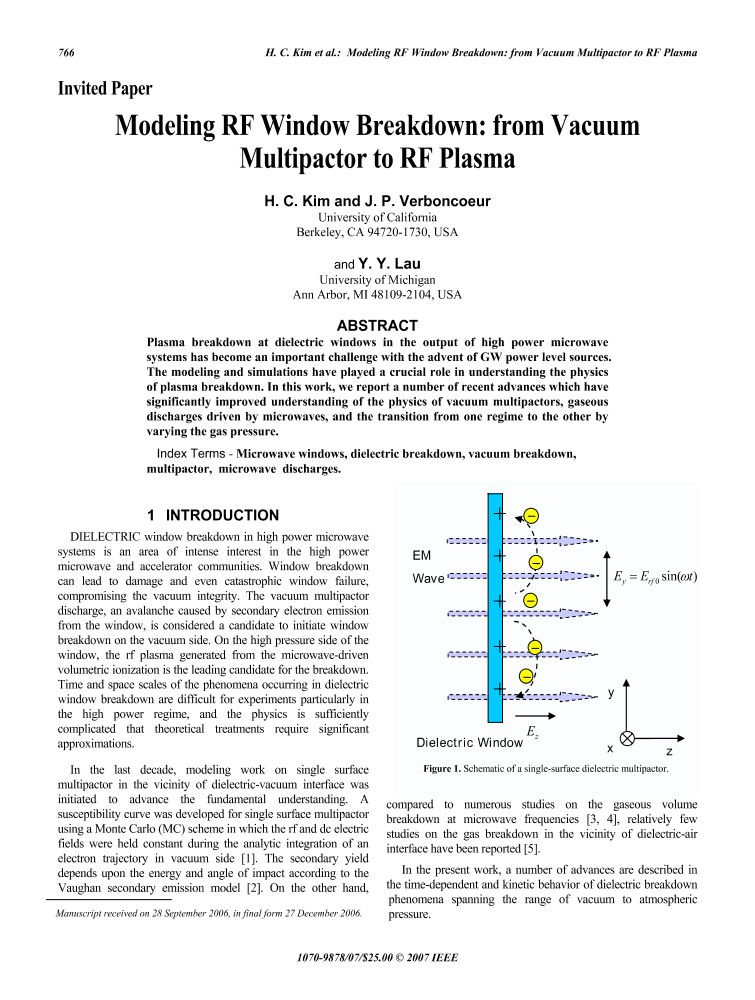 Invited Paper - Modeling RF Window Breakdown: from Vacuum Multipactor ...