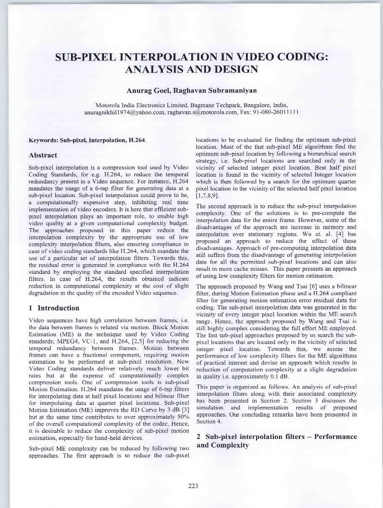 SUB-PIXEL INTERPOLATION IN VIDEO CODING: ANALYSIS AND DESIGN | IET Conference Publication | IEEE ...