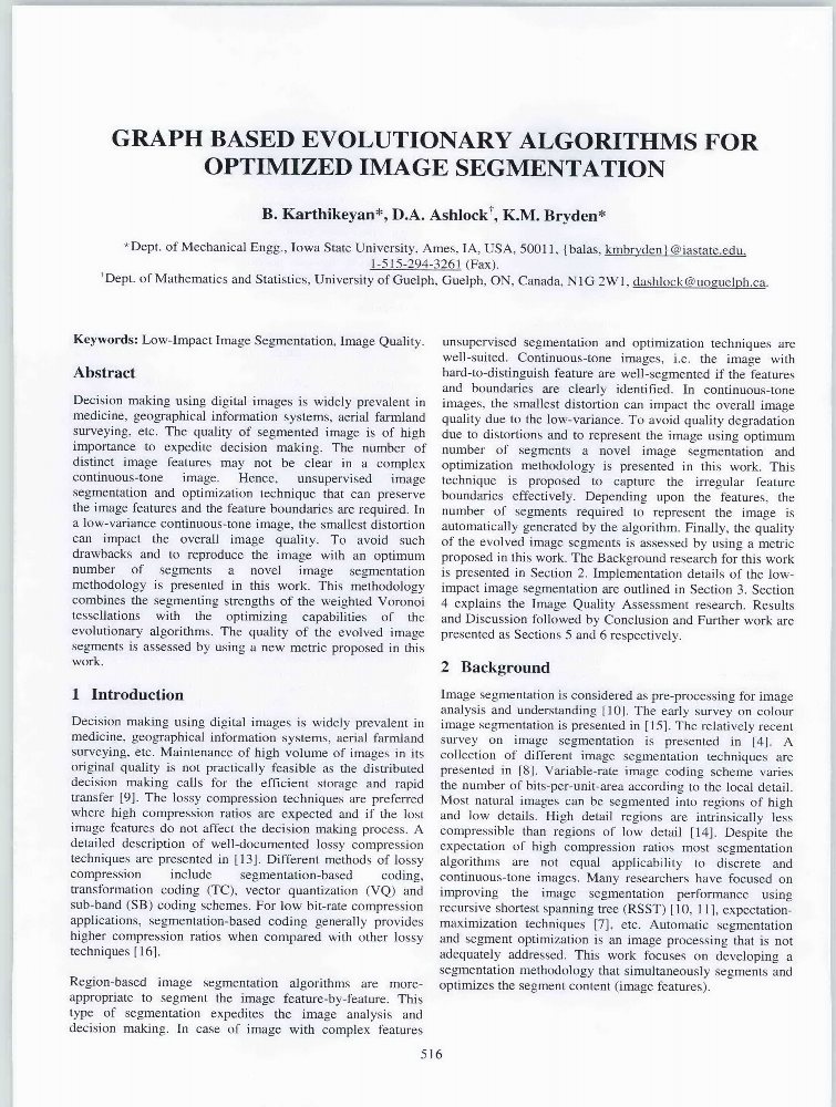 GRAPH BASED EVOLUTIONARY ALGORITHMS FOR OPTIMIZED IMAGE SEGMENTATION | IET Conference ...