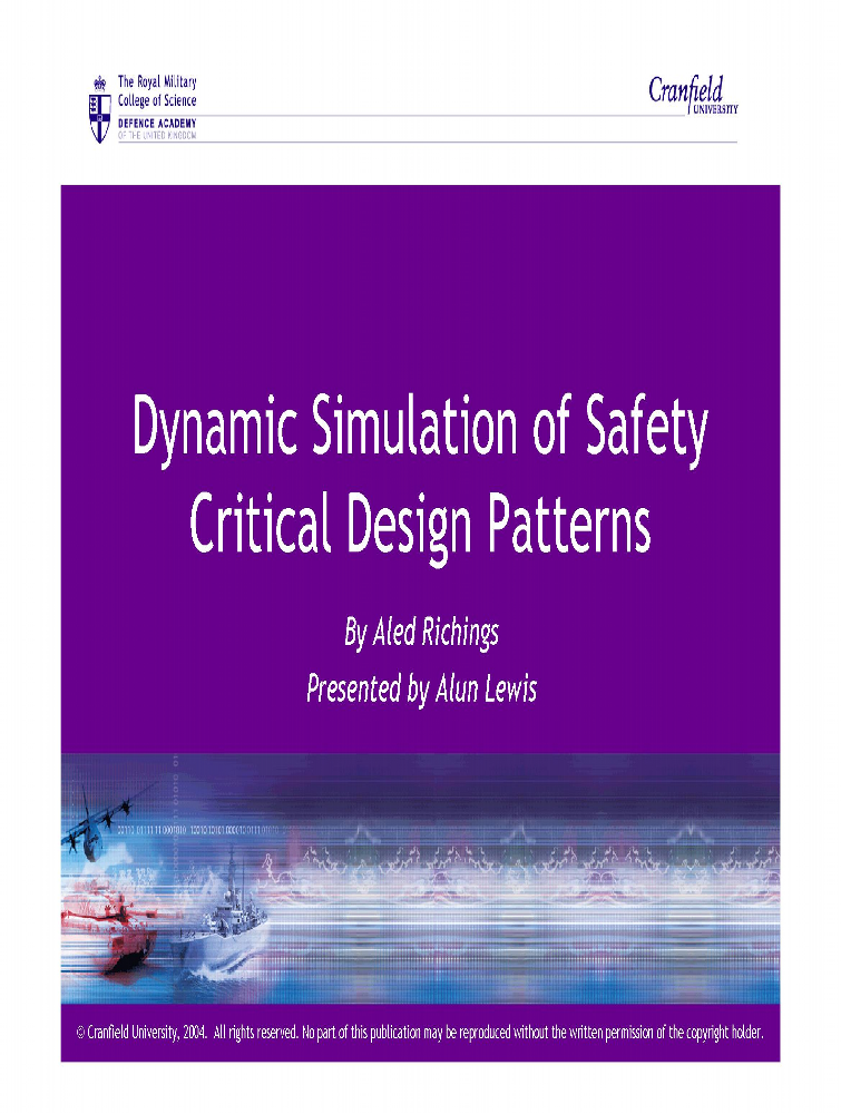 Dynamic Simulation of Safety Critical Design Patterns | IET Conference ...