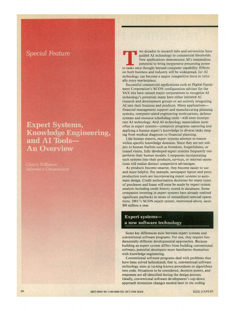 Expert Systems, Knowledge Engineering, and AI Tools-An Overview | IEEE ...