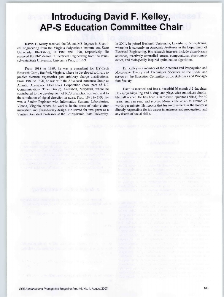 Introducing David F. Kelley, AP-S Education Committee Chair | IEEE ...