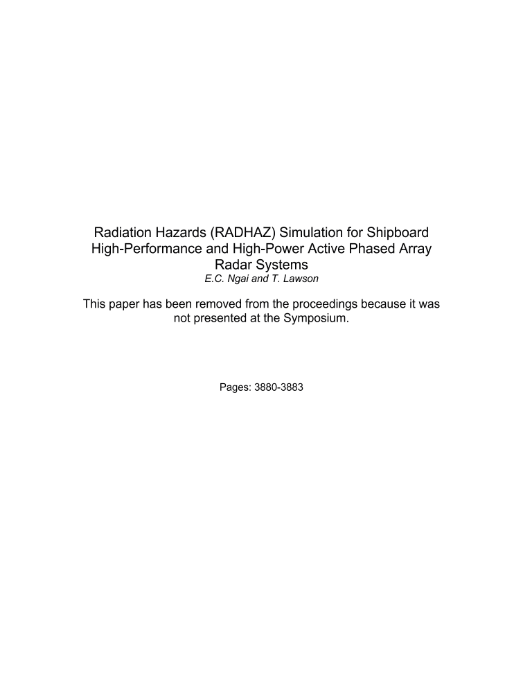 Radiation Hazards (RADHAZ) simulation for shipboard high-performance ...