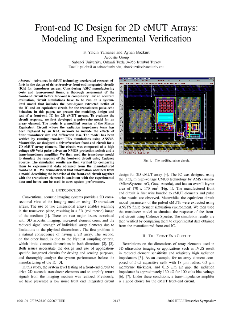 P4M-7 Front-End IC Design for 2D cMUT Arrays: Modeling and Experimental Verification | IEEE ...