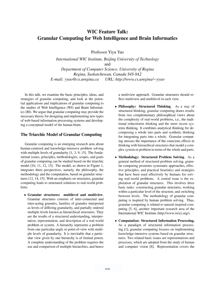 Granular Computing for Web Intelligence and Brain Informatics | IEEE Conference Publication ...