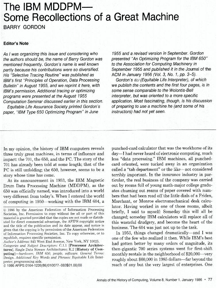 The IBM MDDPM-Some Recollections of a Great Machine | IEEE Journals & Magazine | IEEE Xplore