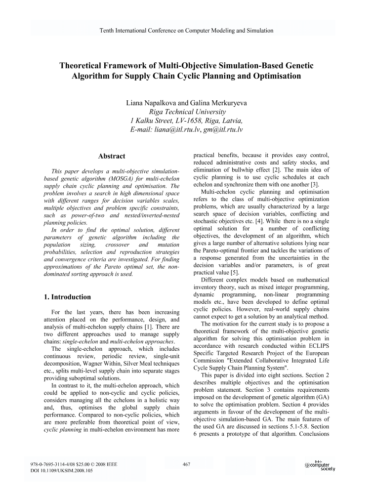 Theoretical Framework of Multi-objective Simulation-Based Genetic ...