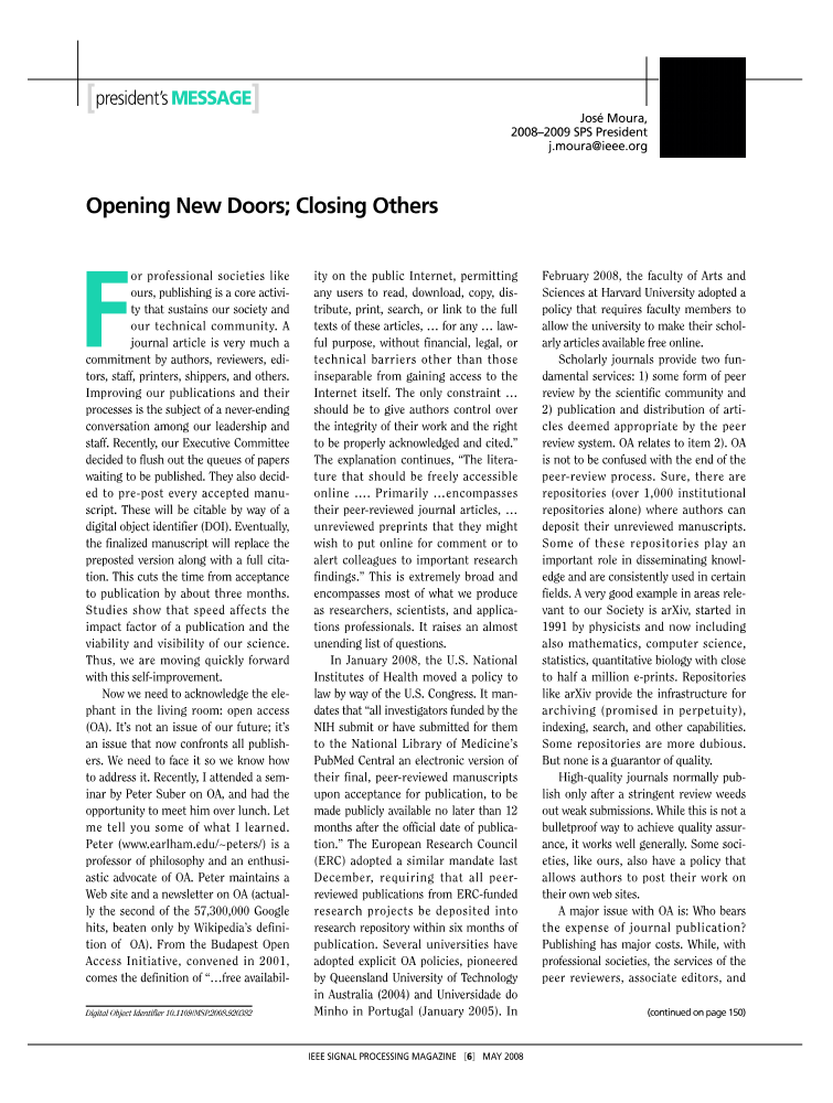 Opening New Doors; Closing Others [President's Message] | IEEE Journals ...