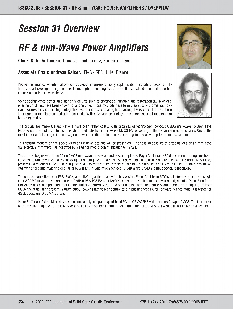 RF & mm-Wave Power Amplifiers | IEEE Conference Publication | IEEE Xplore