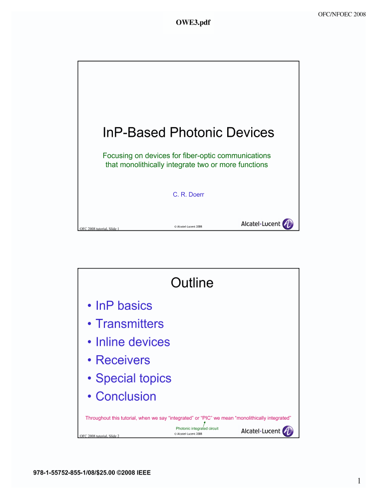 InP-Based Photonic Devices; Focusing on devices for fiber-optic ...