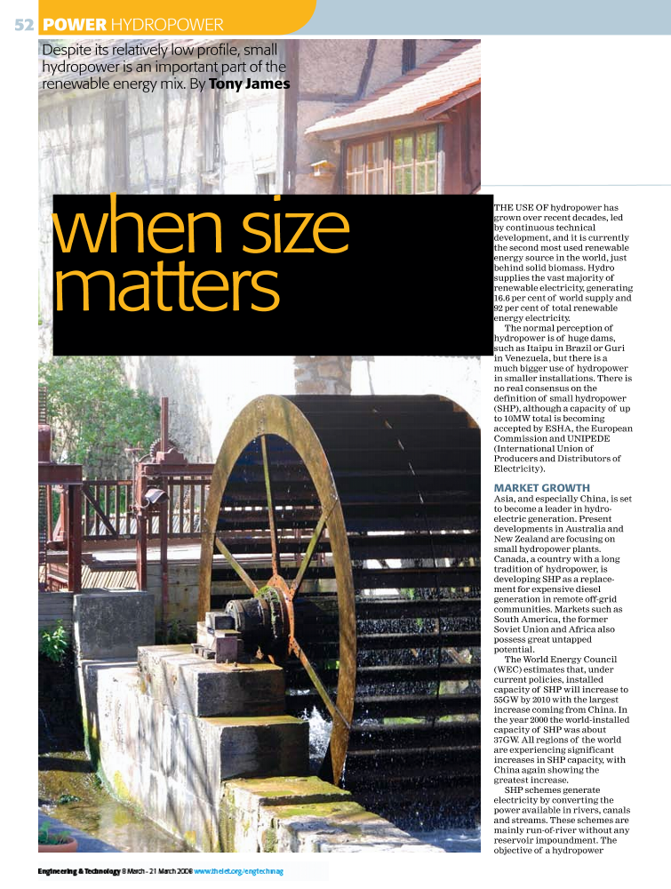 Power hydropower - when size matters | IET Journals & Magazine | IEEE ...