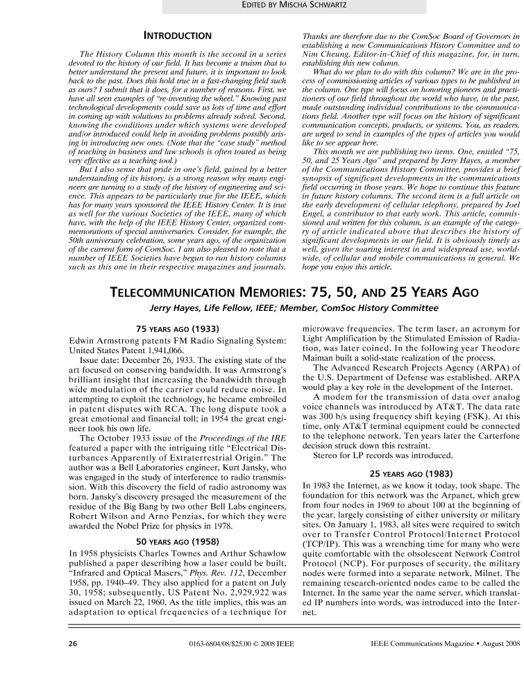 History of Communications | IEEE Journals & Magazine | IEEE Xplore