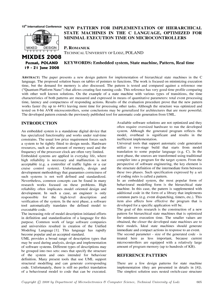 New pattern for implementation of hierarchical state machines in the c ...