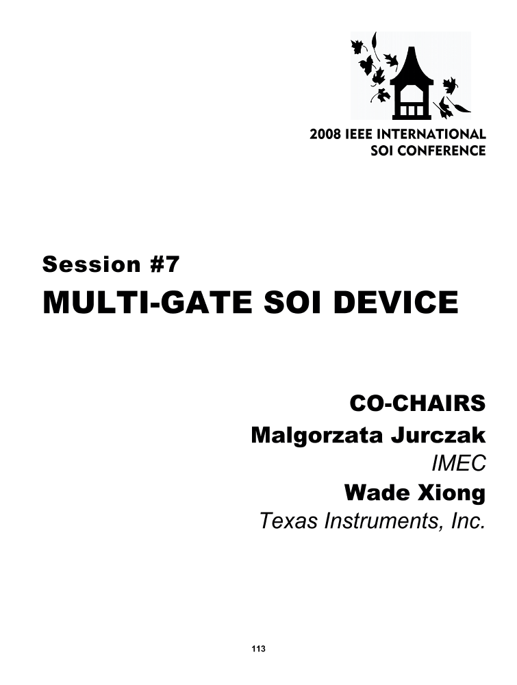 Session #7 Multi-gate SOI device | IEEE Conference Publication | IEEE ...