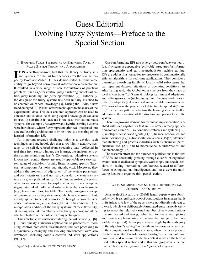 Guest Editorial Evolving Fuzzy Systems–-Preface to the Special Section ...
