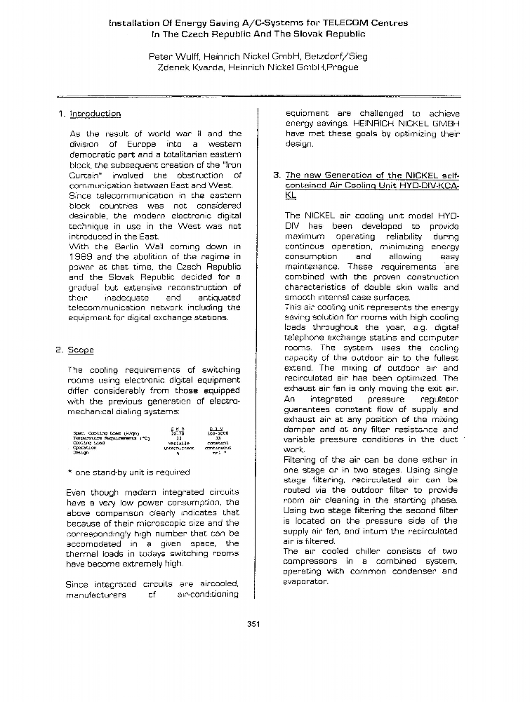 Installation of Energy Saving A/C-Systems for Telecom Centres in the ...