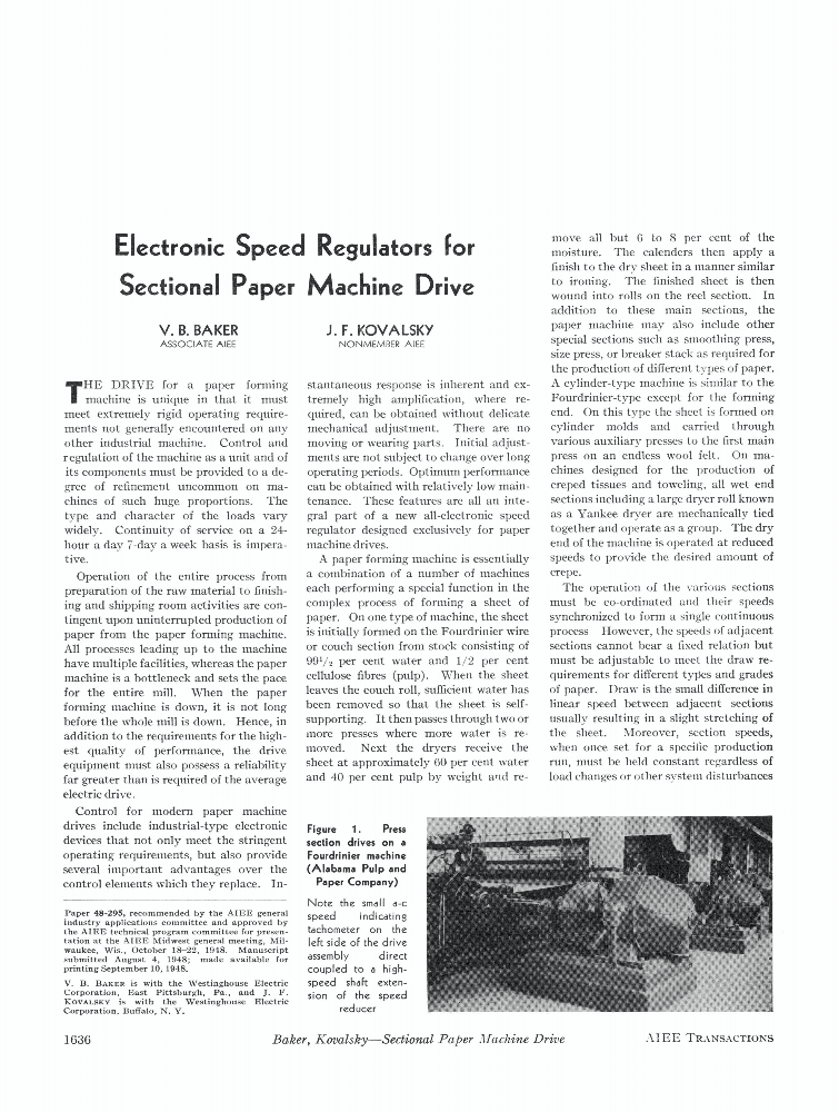 Electronic Speed Regulators for Sectional Paper Machine Drive | IEEE ...