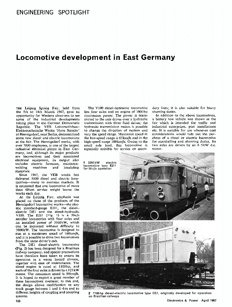 Locomotive development in East Germany | IET Journals & Magazine | IEEE ...
