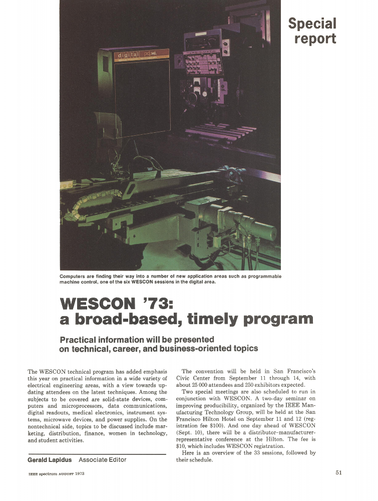 WESCON '73: a broad-based, timely program | IEEE Journals & Magazine ...