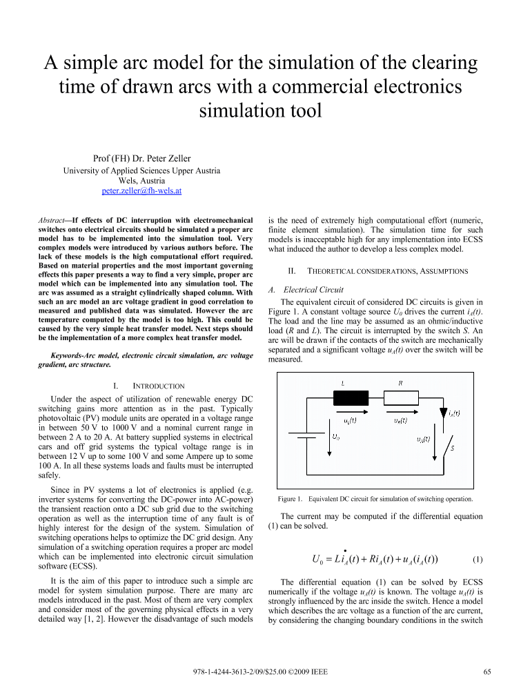 A Simple Arc Model for the Simulation of the Clearing Time of Drawn ...