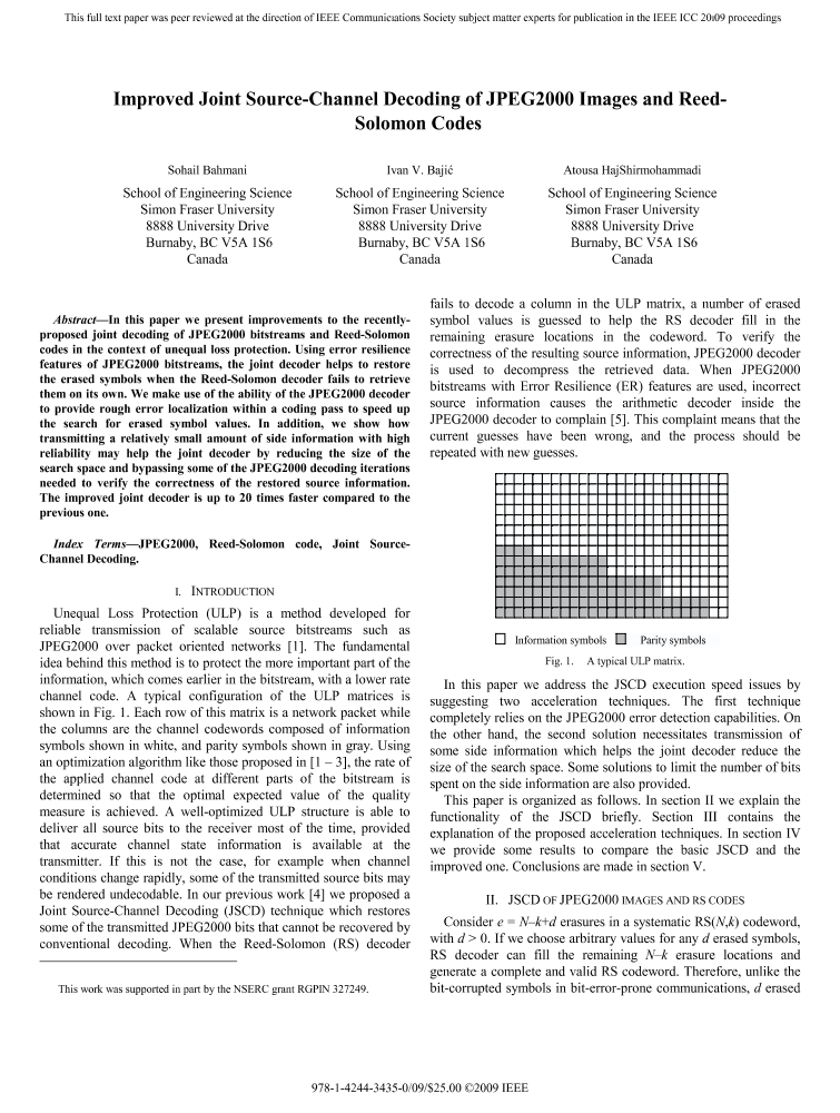 Improved Joint Source-Channel Decoding of JPEG2000 Images and Reed ...