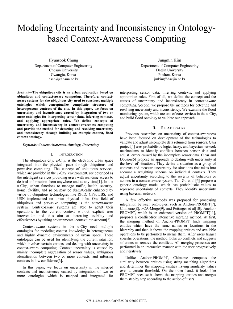 Modeling Uncertainty and Inconsistency in Ontology-Based Context-Awareness Computing | IEEE ...