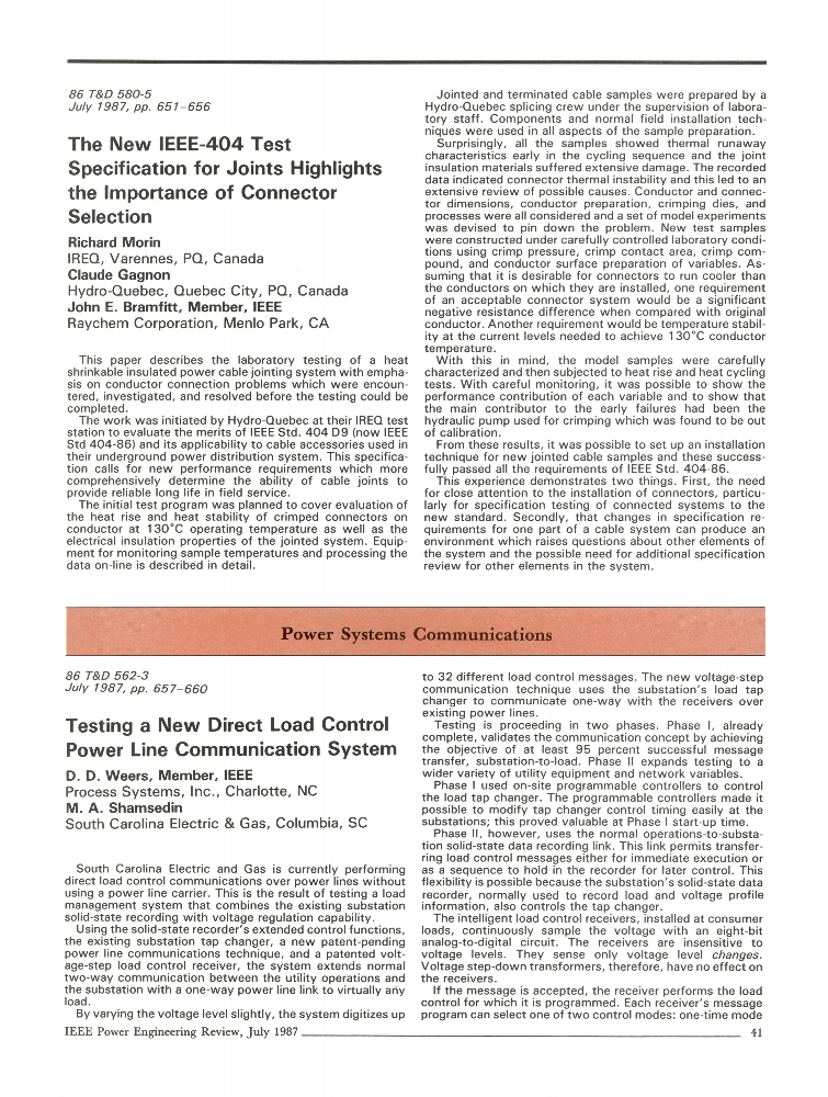 Testing a New Direct Load Control Power Line Communication System ...