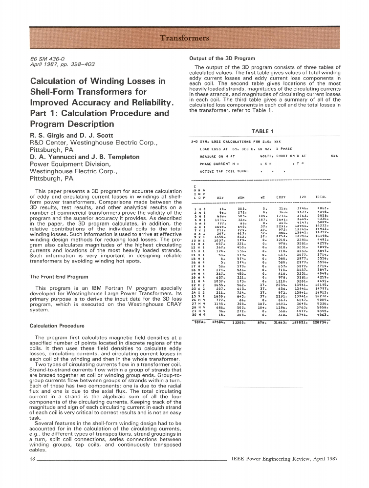 Calculation of Winding Losses in Shell-Form Transformers for Improved ...