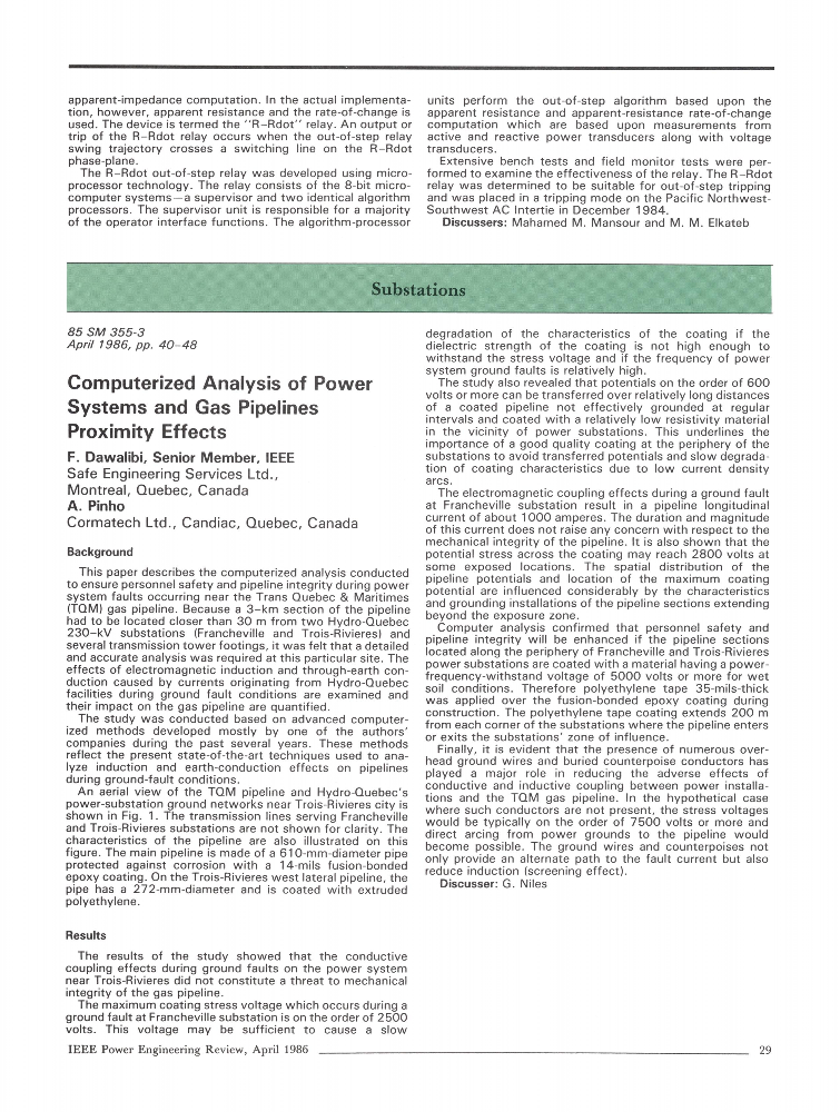 Computerized Analysis Of Power Systems And Gas Pipelines Proximity Effects Ieee Journals